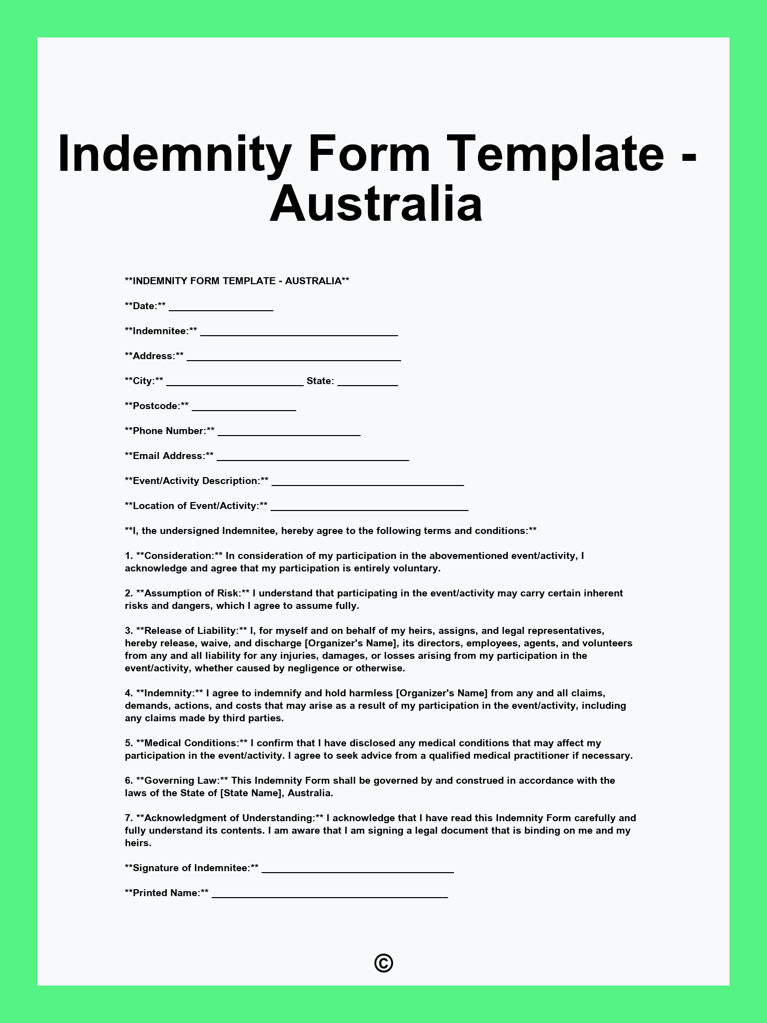 Indemnity Form FREE 10+ Indemnity Agreement Form Samples, PDF, MS
